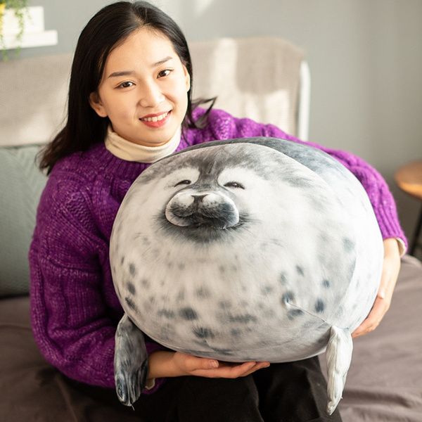 Super Adorable Chubby Seal Pillow Stuffed Cotton Plush Animal Toy Seal Pillow Soft Fat Pillow Stuffed Cotton Animal Seal Plush Toy New Trending as Popular Gifts Boyfriend girlfriend Wish