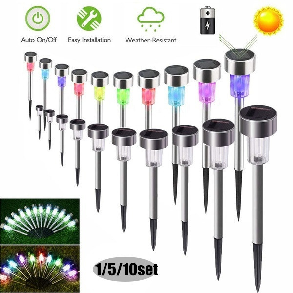 1/5/10pcs/Set Mini Solar LED Garden Lights Stainless Steel Outdoor ...