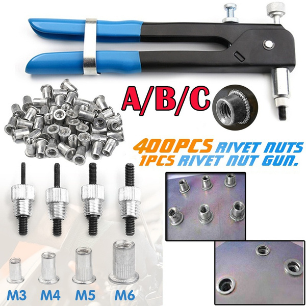 Threaded Rivet Nut Kit Mixed Zinc Plated Carbon Steel Rivet Nut Plier ...