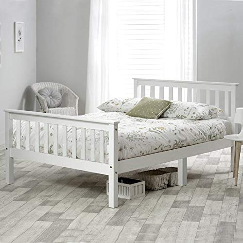 3ft Single Bed White Solid Wooden Bed Frame 3ft for Adults, Kids ...