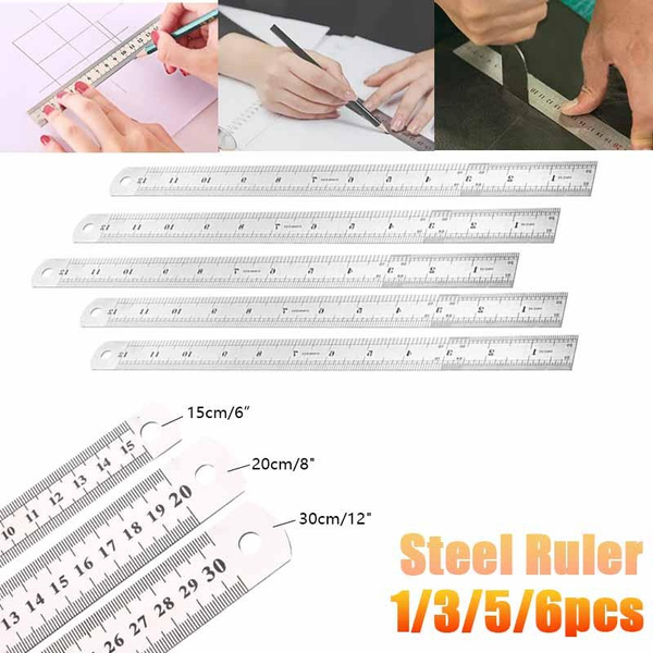 5 Pcs Steel Ruler, 12 inch Ruler, Metal Ruler, Ruler, Inches and ...