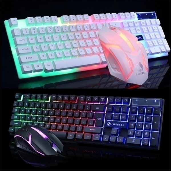 New Glowing Keyboard Mouse Combo Wired Colorful Backlight Mechanical ...
