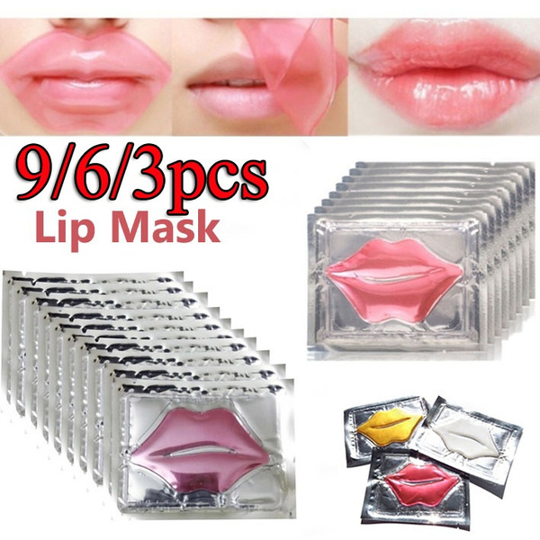 3/6/9 PCS Gold/Pink Collagen Crystal Lip Mask Lip Care Gel Mask ...