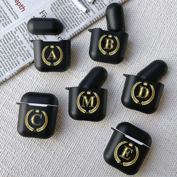 Gold 26 Letters Pattern Soft TPU Case Protector for Airpods Alphabet ...