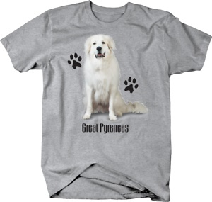 Cute White Great Pyrenees Dog Sitting Down Paw Prints Custom T Shirt | Wish