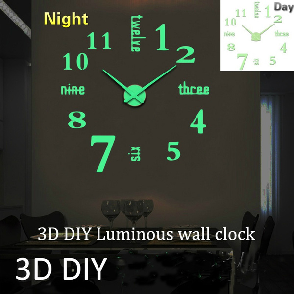 47 inch/ 27 inch New Luminous Wall Clocks Large Clock watch Horloge 3D ...
