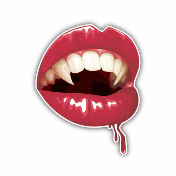 13cm x 11.6cm for Vampire Lips Mouth Vinyl Car Stickers JDM Bumper ...