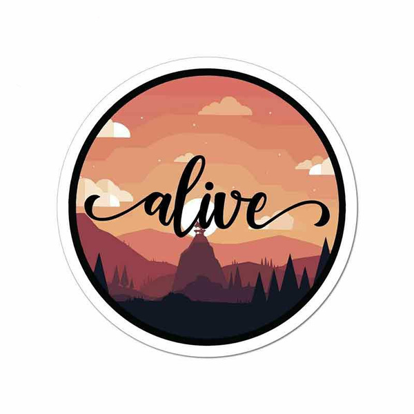 13cm x 13cm for Alive Hike Mountains Trek Walk Happy Camping Road Trip ...
