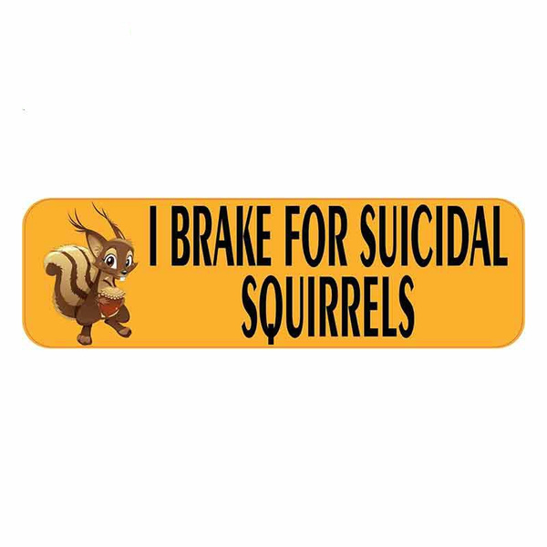 15cm x 4.5cm For I Brake For Suicidal Squirrels Personality Creative ...