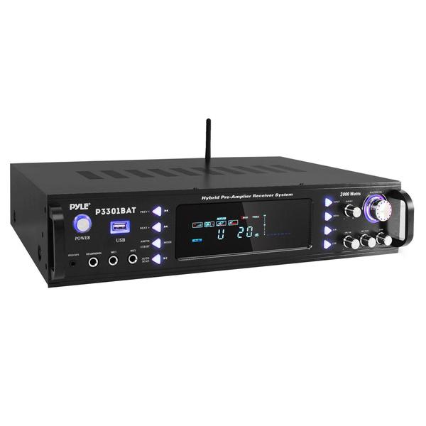 Pyle 3000 Watt Wireless Channel Bluetooth Hybrid Amplifier Receiver ...