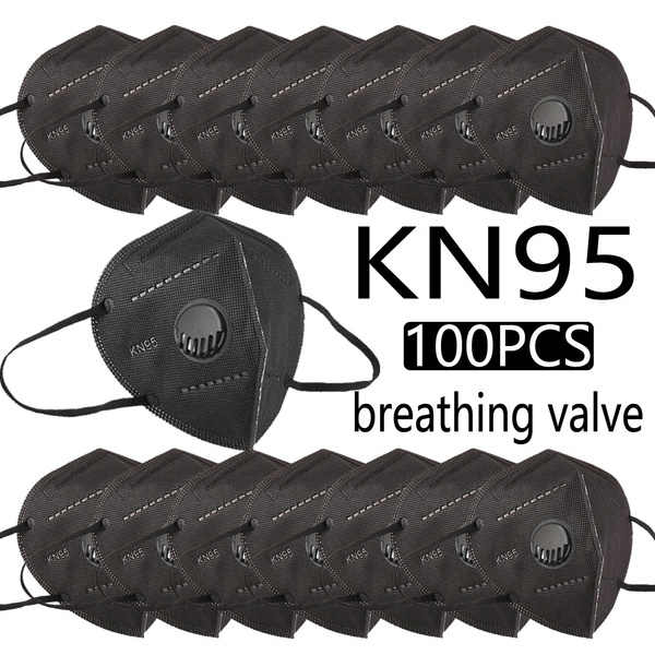 100PCS KN95 respirator with breathing valve (black) | Wish