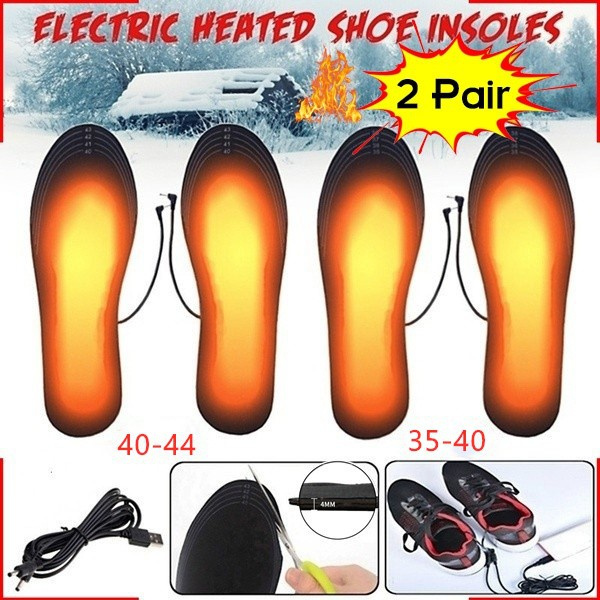 2/1 Pair of Cutable Heating Insoles USB Powered Winter Insole Foot ...