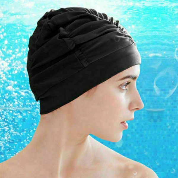 Unisex Large Elastic Fabric Turban Waterproof Swimming Caps Diving Hat ...
