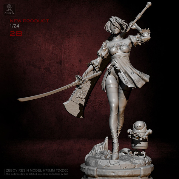 75mm Resin Figure Kits 2B Beauty Model Self-assembled TD-2320 | Wish