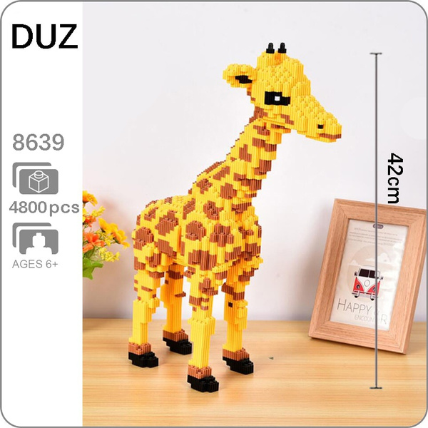 DUZ 8639 Cartoon Yellow Giraffe Stand Animal Pet 3D Model DIY Mini ...