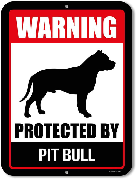 Pitbull Sign Warning Protected by Pit Bull Beware of Dog Warning Metal ...