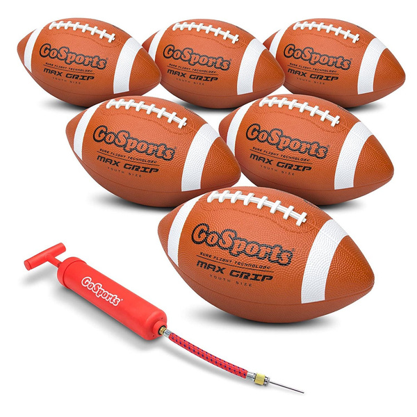 GoSports Max Grip Football with Ball Pump and Bag, Youth Size (6 Pack ...