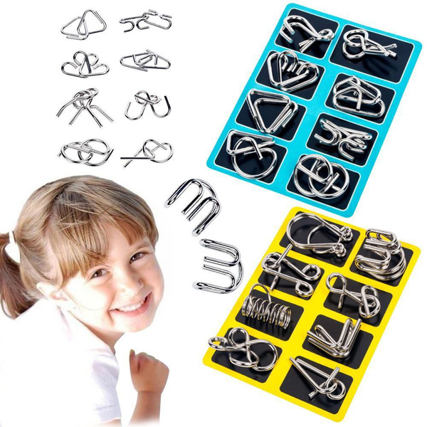 Metal Nine Interlocking Link Puzzle Toy 8 Set Intelligence Unlocking ...