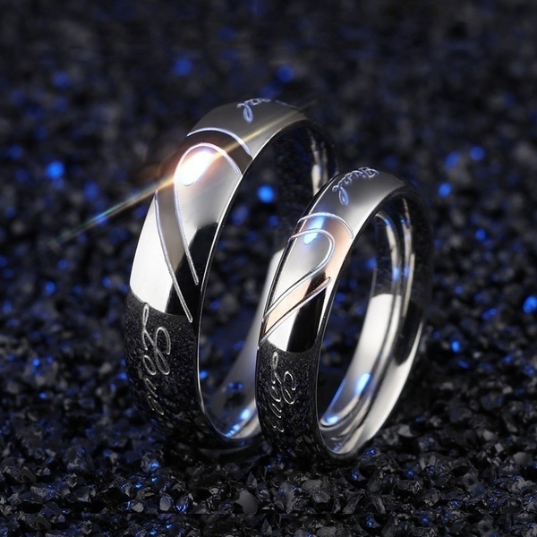 New Stainless Steel Couple Ring Jewelry Wedding Rings Men Women Ring ...