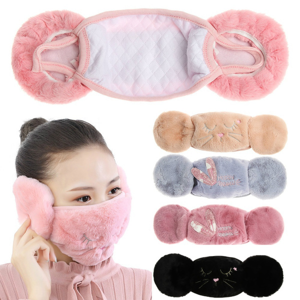 2 In 1 Warm Mask Earmuffs Cartoon Cute Mouth-muffs Ear-cap Autumn ...