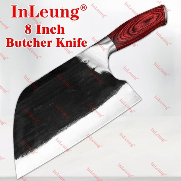 8 Inch Butcher Knife for Meat Cutting Stainless Steel Kitchen Butcher ...