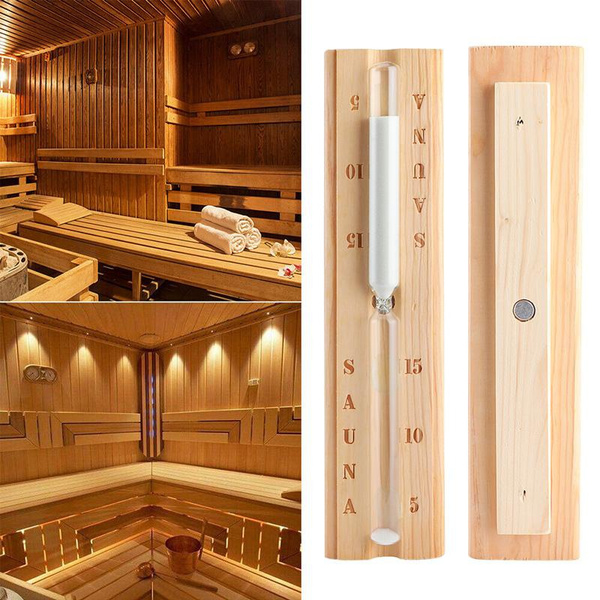 Wooden 15 Minutes Wall-Mounted Rotating Hourglass Timer Sauna Sand ...