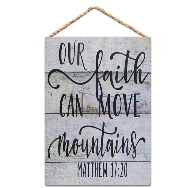 Wood Sign Our Faith Can Move Mountains Matthew 17:20 Religious Home ...