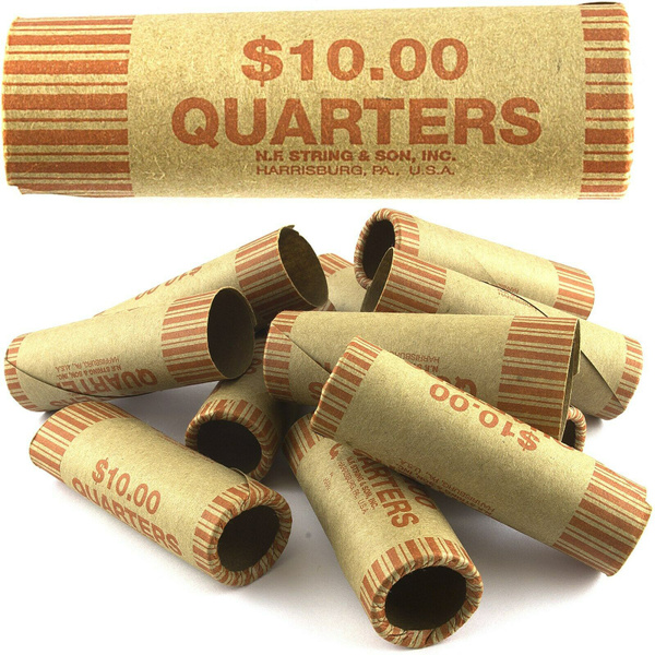 72 Rolls Preformed Quarter Coin Wrappers Tubes 25 Cent Shotgun Counter ...