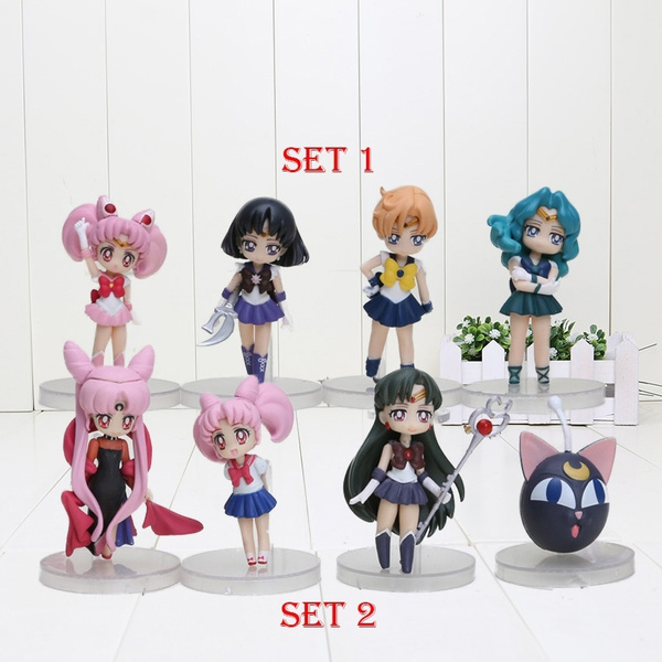 4pcs/set 6-7cm Mini Tsukino Chibiusa Tenoh Haruka Pluto Chibi Sailor ...