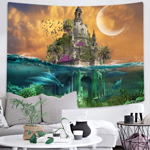 Castle Tapestry Wall Hanging Fantasy Tapestry Arabian Castle at Ocean ...