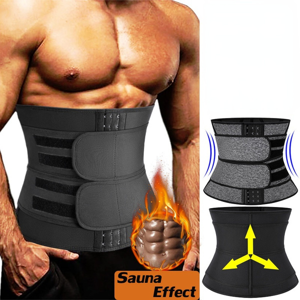 Men Sweat Waist Trainer Body Shaper Trimmer Belt Tummy Control Workout ...