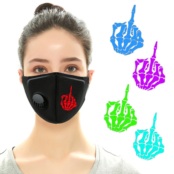 1PC Bone Middle Finger Skeleton Hand Anti-dust Face Mask Skull ...