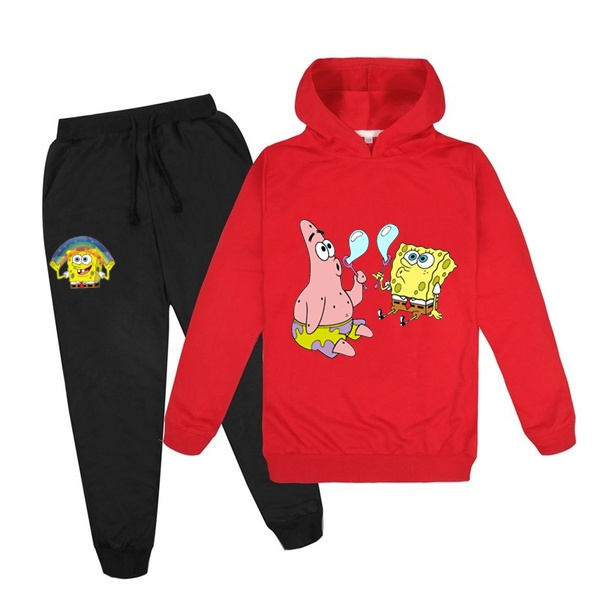 New Fashion SpongeBob SquarePants Printed Kids Clothes Sets Boys Girls ...
