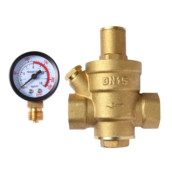 DN15 4-cent Brass Household Tap Water Pressure Relief Valve Flow Meter ...