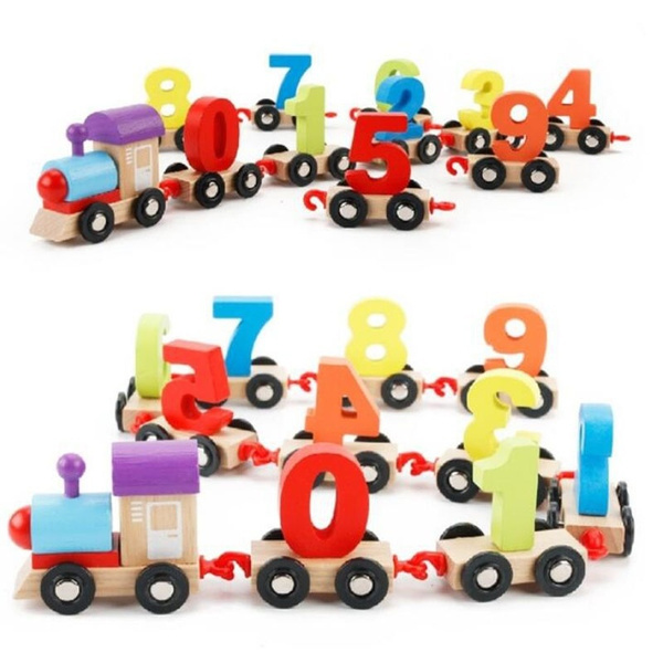 Mini Digital Train Wooden Alphabet Number Educational Children Building ...