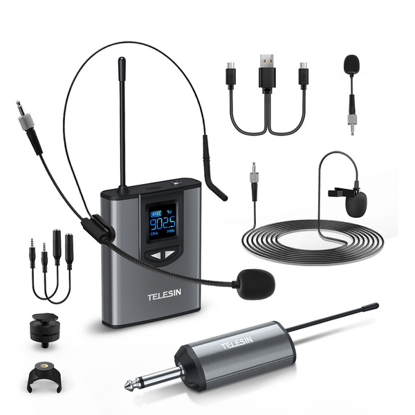 UHF Wireless Microphone With Bodypack 50M Transmitter Mini Lapel Head ...