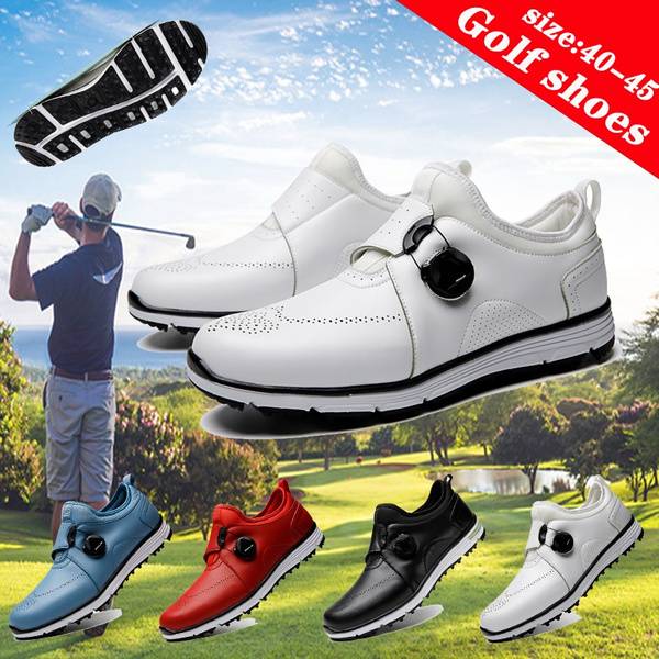 Fashion Breathable Men's Golf Shoes Waterproof Leather Rotating Knobs ...