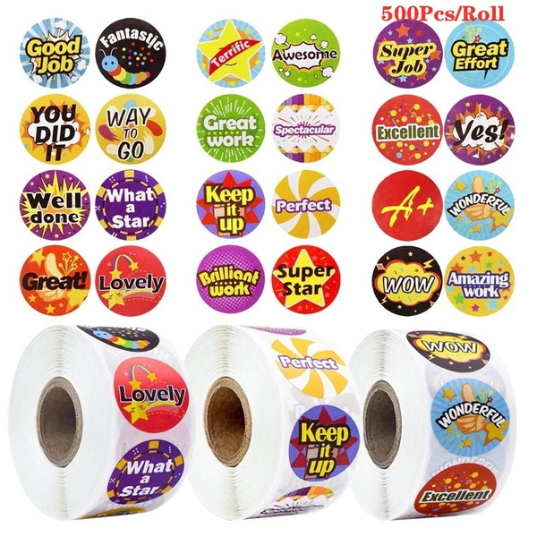 500Pcs/Roll kids toys Reward Stickers Parent Motivational Stickers Roll ...
