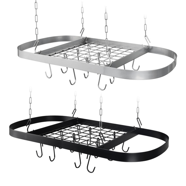 Aquaterior Ceiling Mount Cookware Rack with 12 Hooks Pan and Pot Hanger ...
