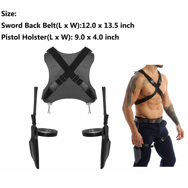 Adults Dual Sword Carrying Back Scabbard Holder Harness Back Belt ...