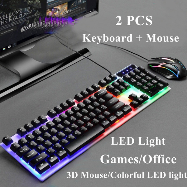 NEW Gaming Mouse Keyboard Sets Phone Holder Metal Mechanical Feel Wired ...