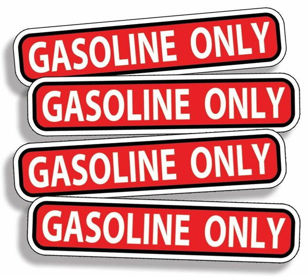 4PCs Gasoline ONLY Sticker OEM Gas Engine Fuel Car Vehicle Tractor ...