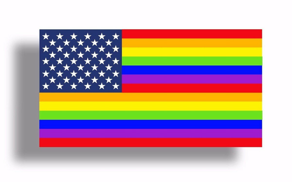 Rainbow American USA Flag Sticker Car Window Bumper Cup Decal Gay Pride ...