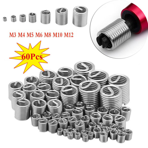 60pcs Helicoil Stainless Steel Thread Repair Insert Kit M3 M4 M5 M6 M8 ...