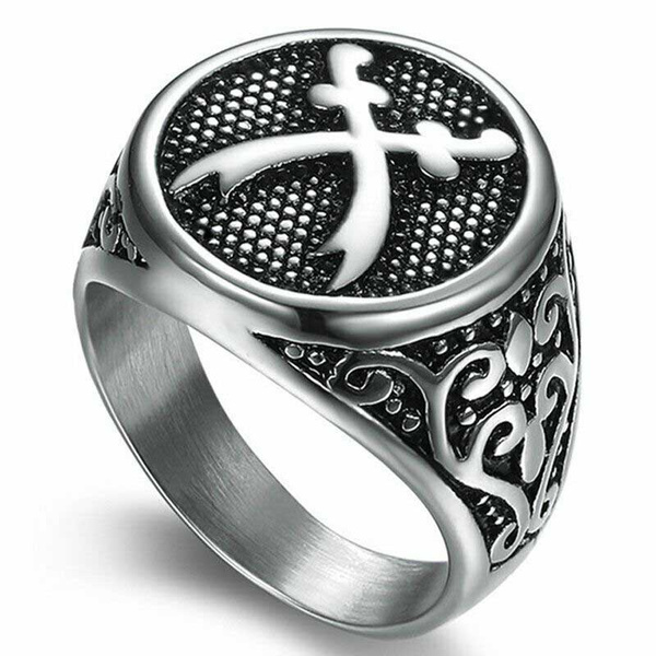 Mens Stainless Steel Arab Arabic Two Crossed Sword Ring For Men Size 7 ...