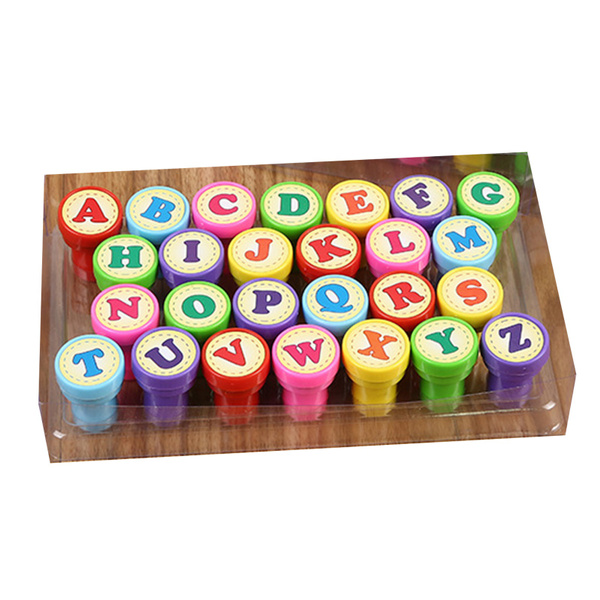 26 Pcs Alphabets Letters Round Stamp Seal Children Gifts Toys Self ...
