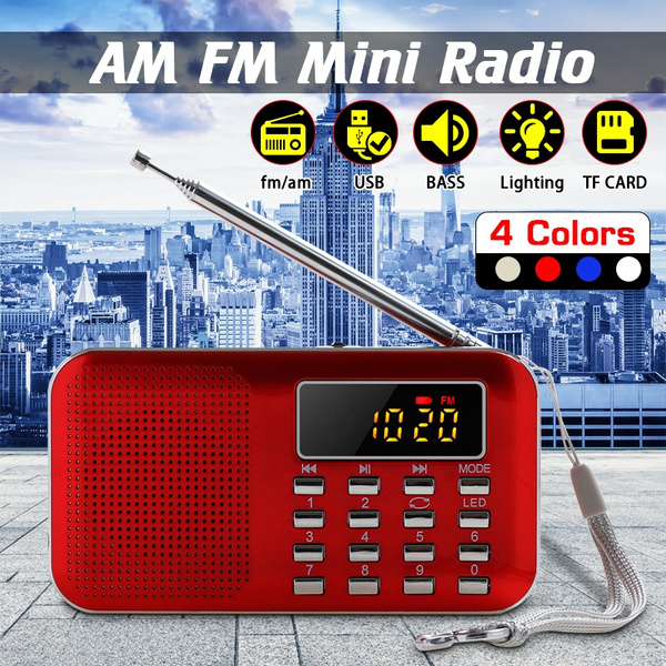 Portable Digital LCD Receiver Slim Mini Stereo AM FM Radio MP3 Music ...