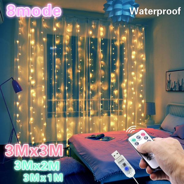 300 LED 3mX3m 200LED 3m×2m 100LED 3m×1m 8modes Waterproof 3x3m 300LED ...