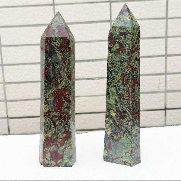 Natural polishing reiki healing dragon blood stone crystal column ...