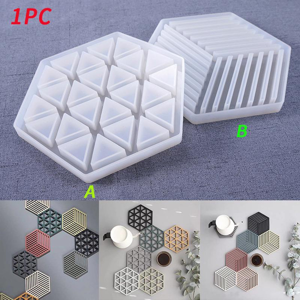 Geometry Silicone Mold Hollow Striped Triangle Modeling Hexagon Coaster